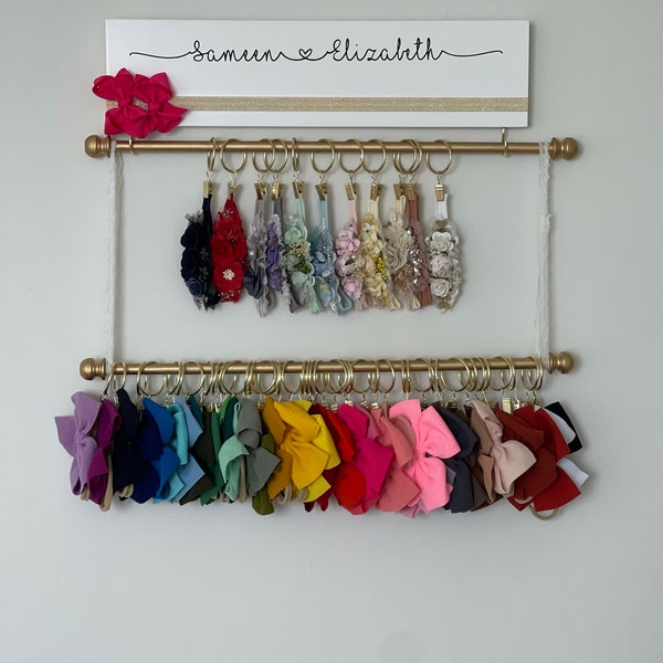 Headband and Bow Holder Bundle, Personalized Cascading 2, 3, or 4 Rod ...
