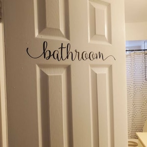 Bathroom Decal, Bathroom Door Sticker Decor, Washroom Vinyl Decal Sign ...
