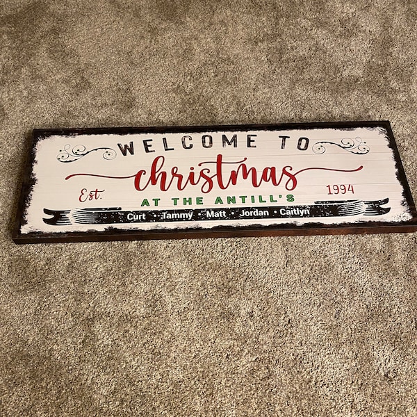 Christmas Sign, Personalized Christmas Name Sign Wall Décor, Custom ...