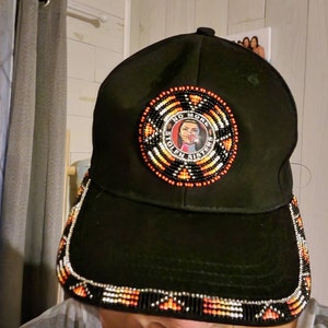 Native American Red Turtle Handmade Beaded Patch Brim Trucker Cap ...