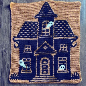 Haunted House Tapestry Crochet Pattern / Wall Art / Instant Download ...