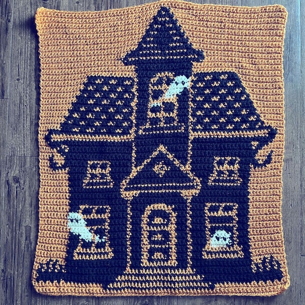 Haunted House Tapestry Crochet Pattern / Wall Art / Instant Download ...