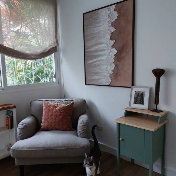 Vertical Beach Joys Art, Ocean Surfing Art, Hand Painted Extra Large ...