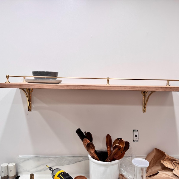Brushed Satin Brass Gallery Rail | Kitchen Fiddle Tipping Shelf Rail ...