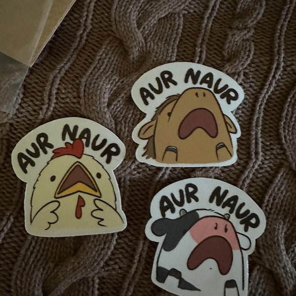 Aur Naur Cute Sticker | Series 2 | Funny Sticker | Cow Chicken Horse ...