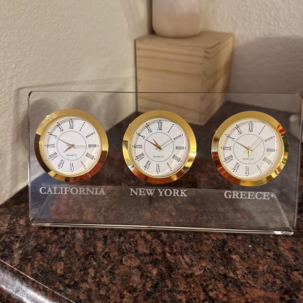 Time Zone Clock. 4 Customizable Zones. Optional Zone Labels. Personal ...