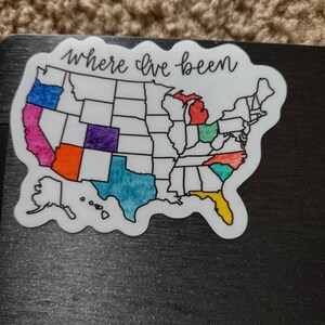 Where I've Been Map Vinyl Sticker United States USA - Etsy