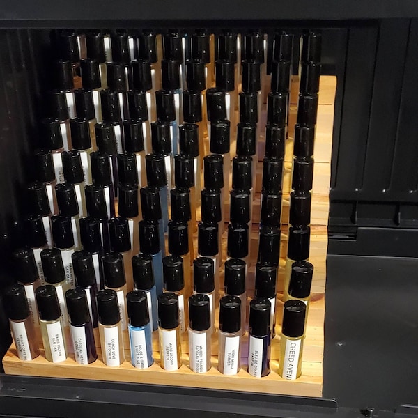 Wooden Display Rack for Fragrance or Essential Oils - 10 Row Bottle ...