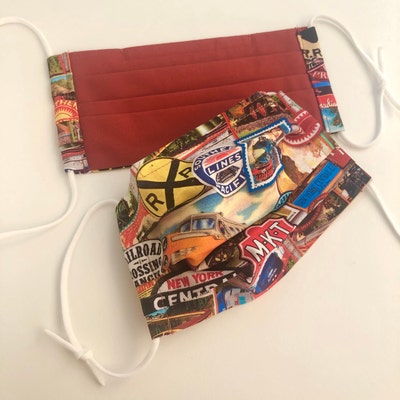 Cotton Railroads Trains Steam Engines Multicolor Cotton Fabric Print by ...