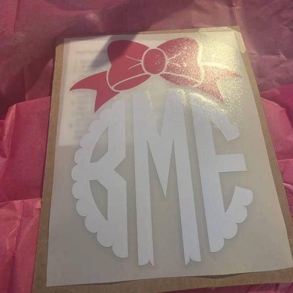 Monogram Bow Vinyl Decal: Personalized Sticker for Tumbler, Laptop - Etsy