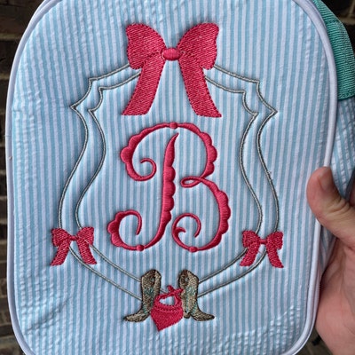 Floral Scallop Monogram ITH Frame Bag Tag Applique in the Hoop Stroller ...