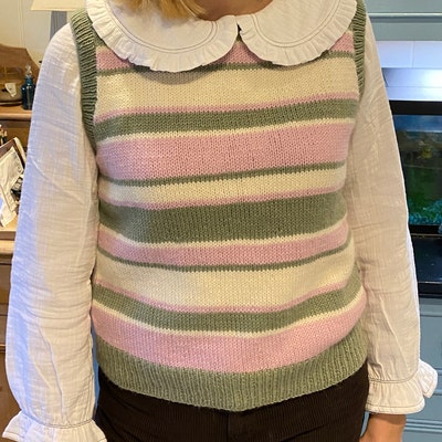 Knitting Pattern V-neck Vest, Easy to Knit, Beginner Friendly Tutorial ...