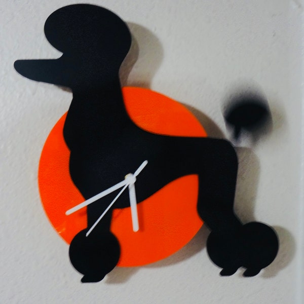 Wagging Tail Poodle Dog - Black & Yellow Silhouette - Wall Clock - Etsy