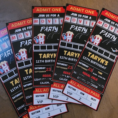 Editable Movie Ticket Birthday Invitation, Movie Party Ticket, Movie ...