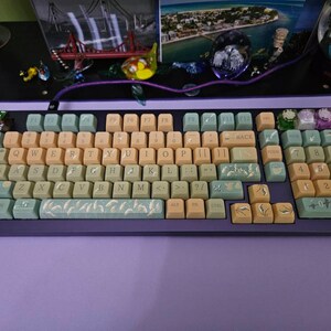 131keys Black Marble Theme Keycap Set,side Print Backlit Keycap,cherry ...