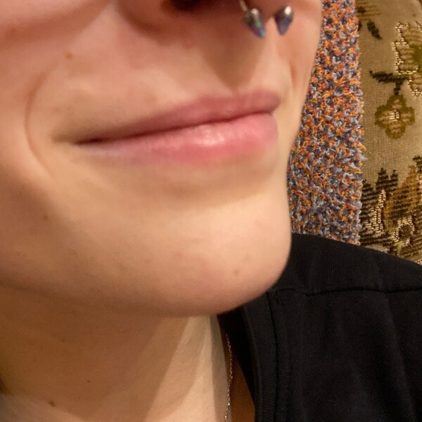 16G Titanium Internally Threaded Opal Spike Horseshoe Ring/ Opal Septum ...