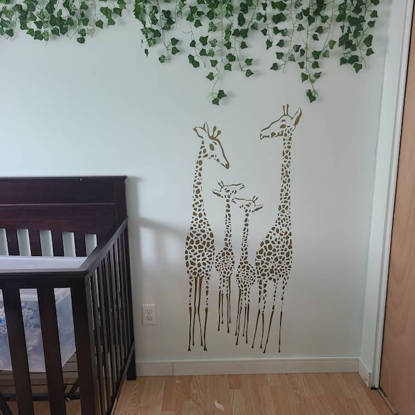 Nursery Giraffe Wall Decal, Giraffes Family Wall Decal Sticker, Safari ...