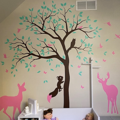 Buy Tree Wall Decal Nursery Wall Decoration Tree Wall Sticker Corner ...