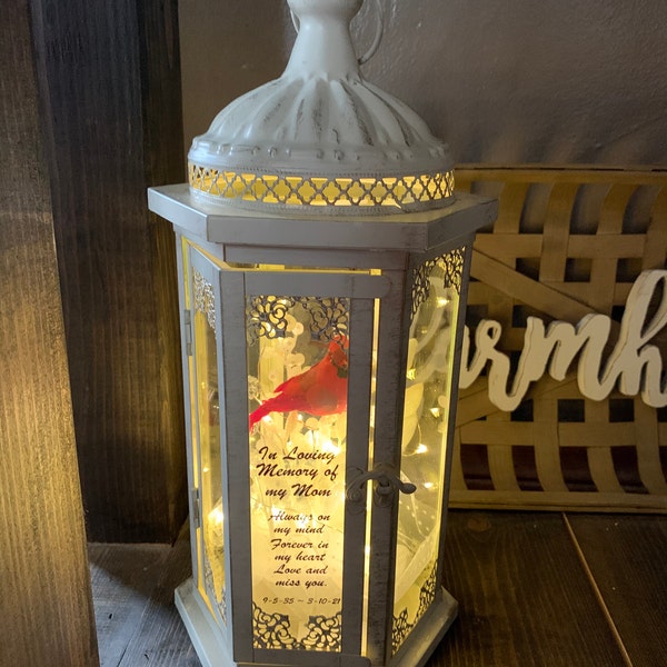 Cardinal Memorial Lantern, in Memory Of, Sympathy Gift, Loss of Loved ...