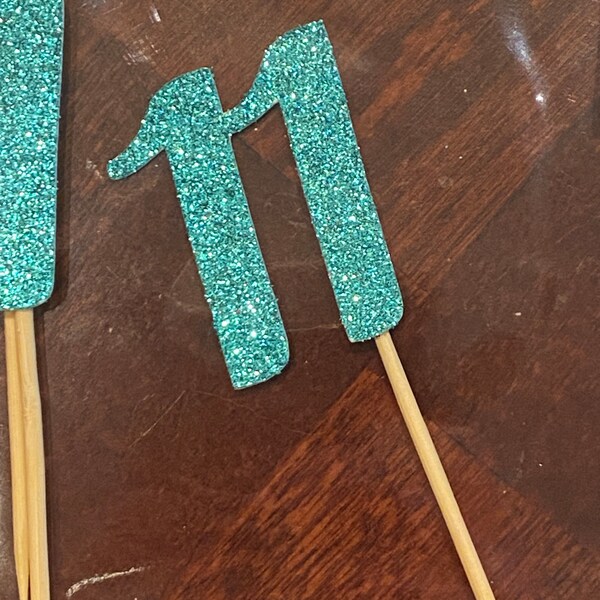 Number 11 Cupcake Toppers, Eleven Food Picks, 11th Birthday Decorations ...