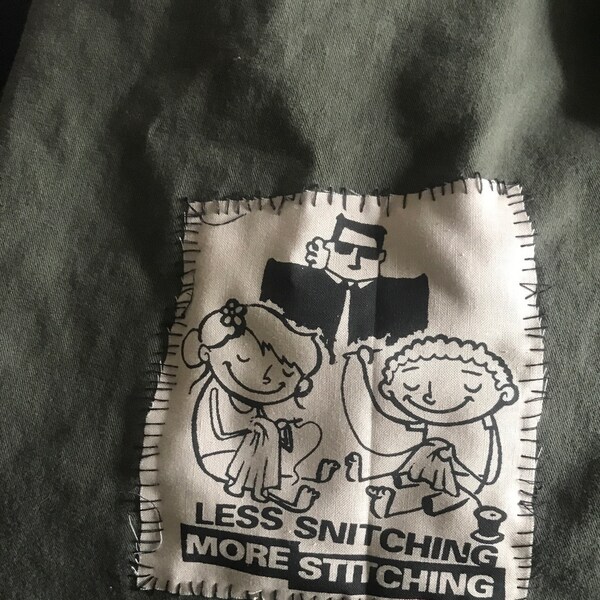 Less SNITCHING More STITCHING Screenprinted Patch - Etsy