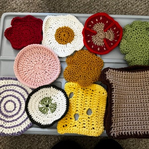 Crochet Pattern Sandwich Coaster Set Crochet Lettuce, Fried Egg ...
