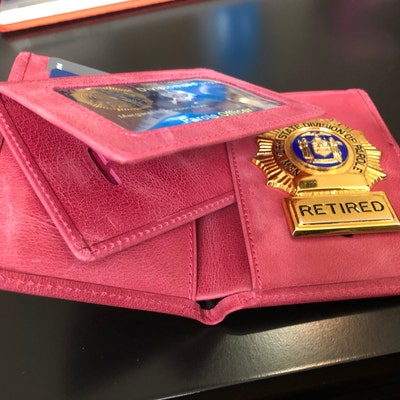 Police Badge Wallet Black With Thin Blue Line Full Grain Leather - Etsy