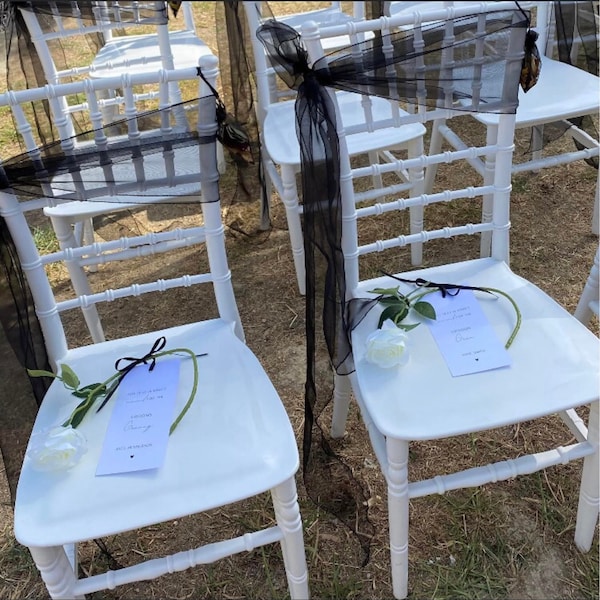 Wedding Ceremony Reserved Chair Tags. Personalised and Printed Seat ...