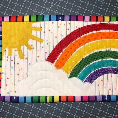 Pattern: Sunshine and Rainbow Applique Mug Rug PDF Pattern - Etsy