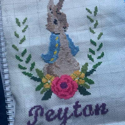 Beatrix Potter Birth Sampler Cross Stitch Pattern Peter Rabbit Wreath ...