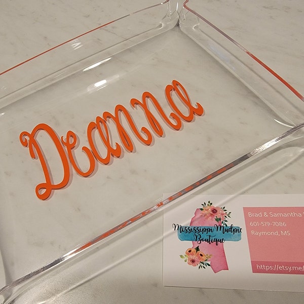 Medium Acrylic Monogram Jewelry Tray, Personalized Tray, Desk Organizer ...