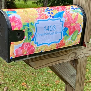 Blue Tile Mailbox Cover Washable Magentic Mailbox Cover Personalized ...