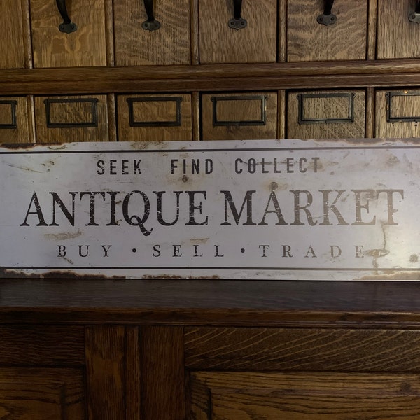 Antique Market Vintage Metal Sign, Antique Market Sign, Vintage Metal ...