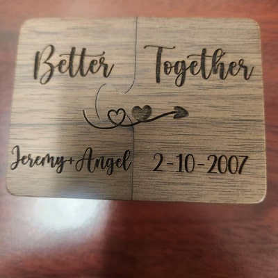Wooden Ring Puzzle Box, Personalized Better Together Ring Box, Engraved ...