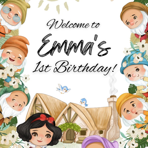 Fairytale Birthday Welcome Sign, Snow White Birthday Welcome Sign, Snow ...
