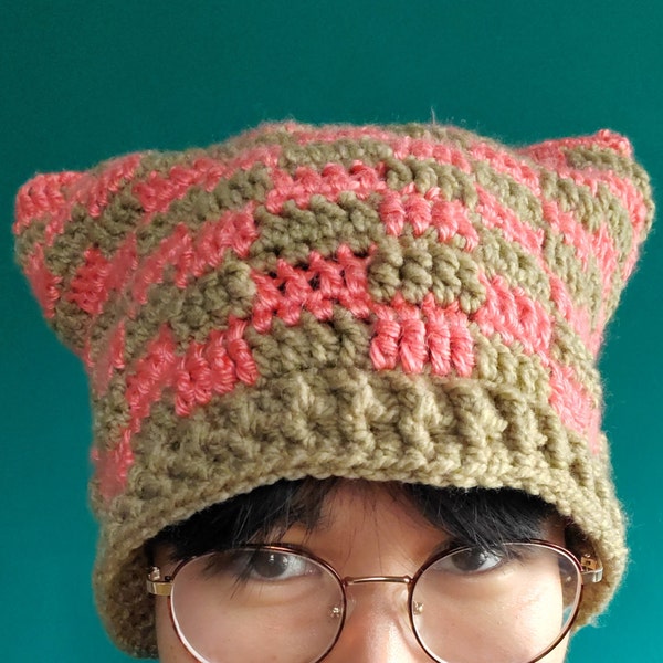 Checkered Cat Hat Crochet Pattern - Etsy