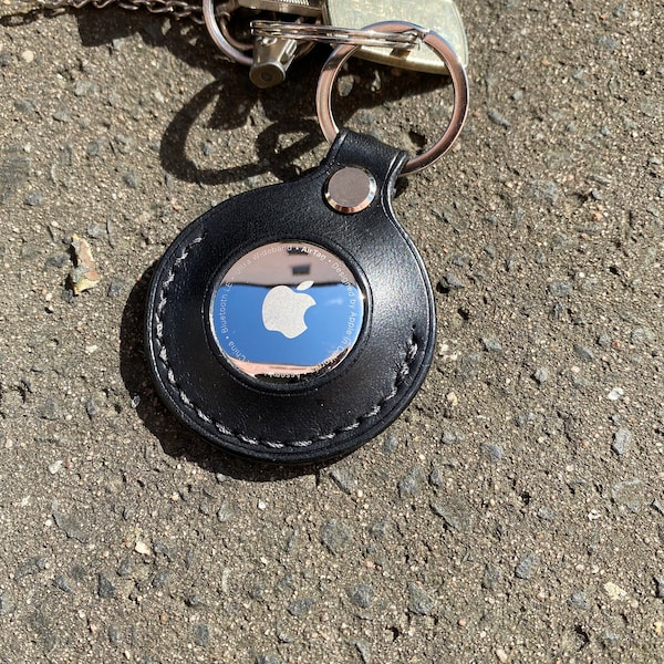 Personalized AirTag Keychain: Handmade Italian Leather Loop, Bag Charm ...