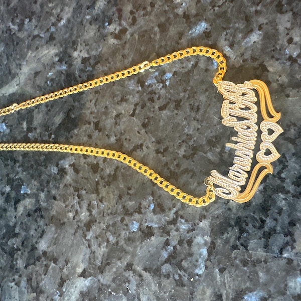 Princess Name Necklace Crown Name Necklace Gold Princess Kids Name ...