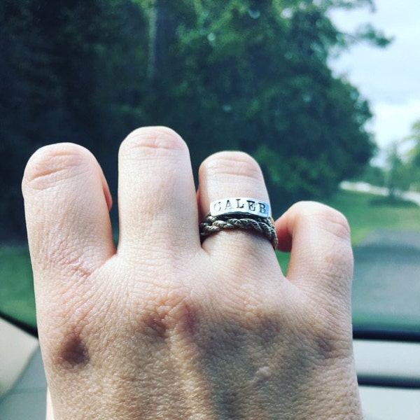 Custom Personalized Name or Date Sterling Silver Rings; Name Plate Ring ...