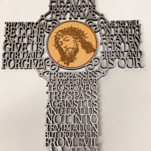 Catholic Lord's Prayer Our Father Picture Cross - Laser Cut and Engrave ...