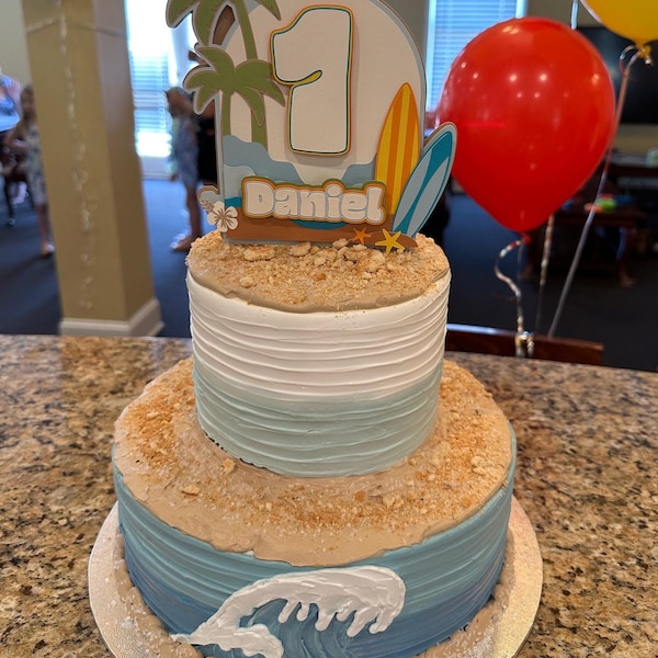 Custom the Big One Cake Topper, Surf One Cake Topper, Retro, Wave Cake ...