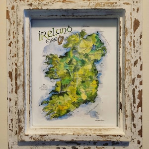 Ireland Map Watercolor Illustration Country of Ireland Irish County ...