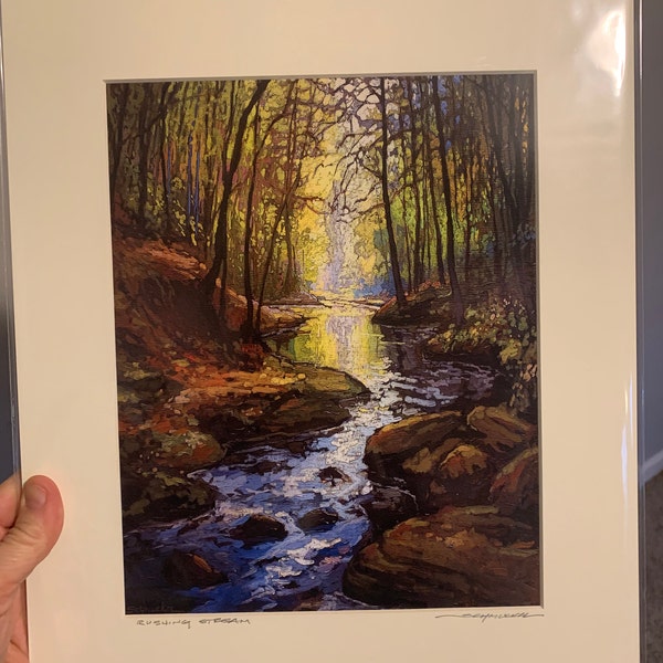 Rushing Stream - Giclee Fine Art PRINT of Original Painting Matted to ...