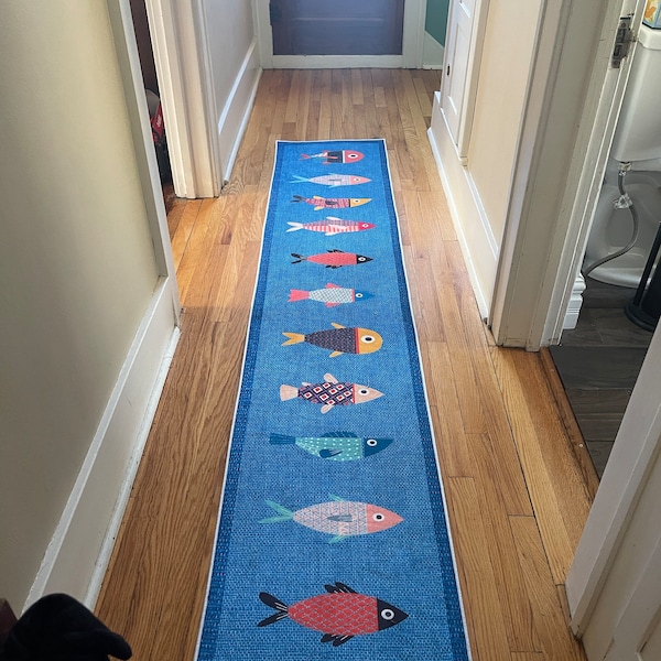 Non Slip Washable Fish Blue Kitchen Rug Runner Carpet Mat - Etsy
