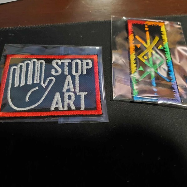 Dark Synth Synthwave Embroidered Patches Vibrant Color - Pink and ...