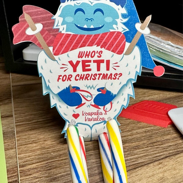 Skiing Yeti Candy Cane Christmas Treat Printable - Christmas Gift Tag ...