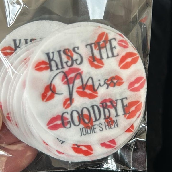 Personalised Kiss the Miss Edible Drink Toppers (1 Sheet) - Etsy UK