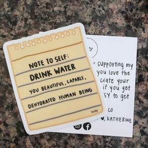 Note to Self Drink Water Sticker 3 Vinyl Sticker, Funny Gifts for ...