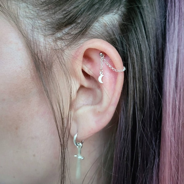 Hidden Helix, Helix Chain, Piercing Helix Chain, Cartilage Chain for ...
