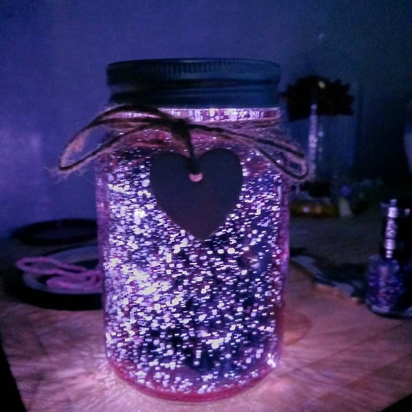 Light up Jar -hand Painted Glass - Night Light-sparkle Light- Firefly ...